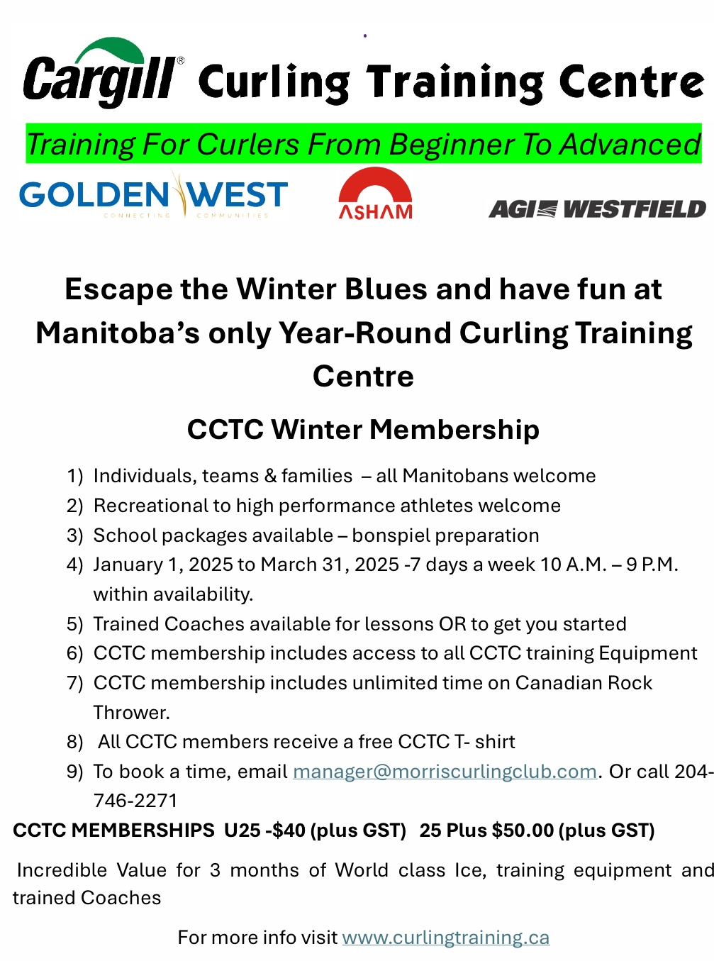 CARGILL CURLING TRAINING CENTRE OFFERS WINTER MEMBERSHIPS | thecurler.com